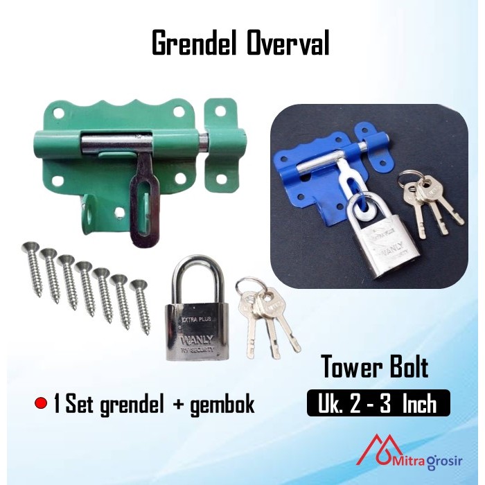 Jual Paket Slot Grendel Overval Gembok Warna Slot Pintu Gudang Grendel ...
