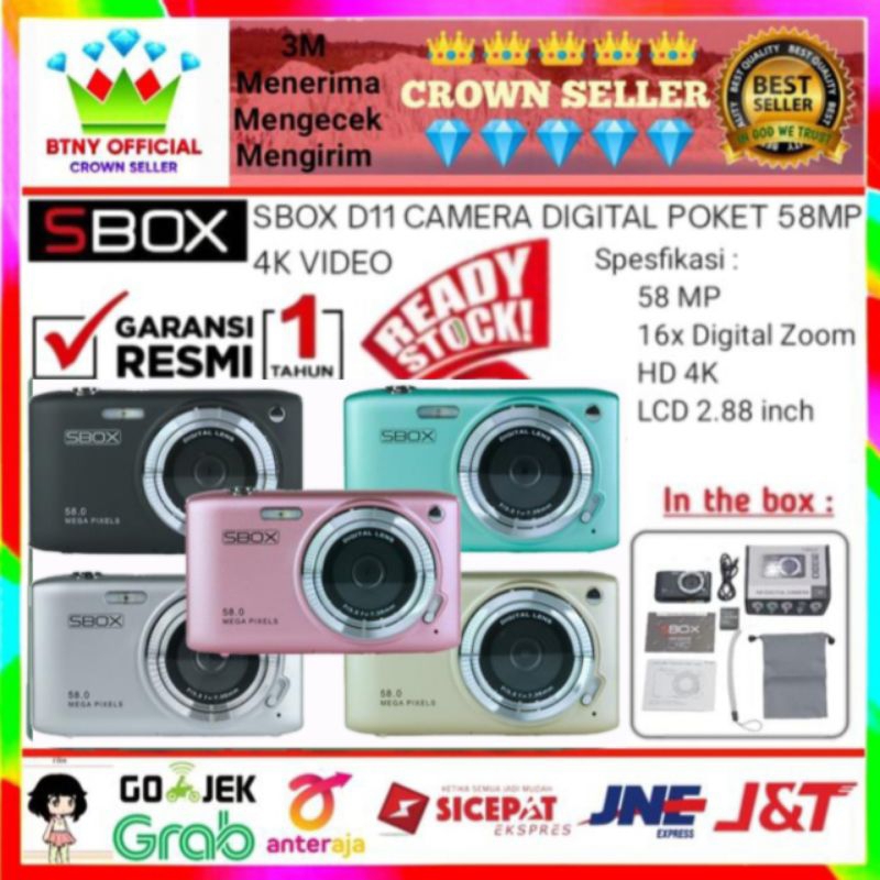 Jual SBOX D11 Camera Digital Pocket 58MP 4K Video Compact Point And ...