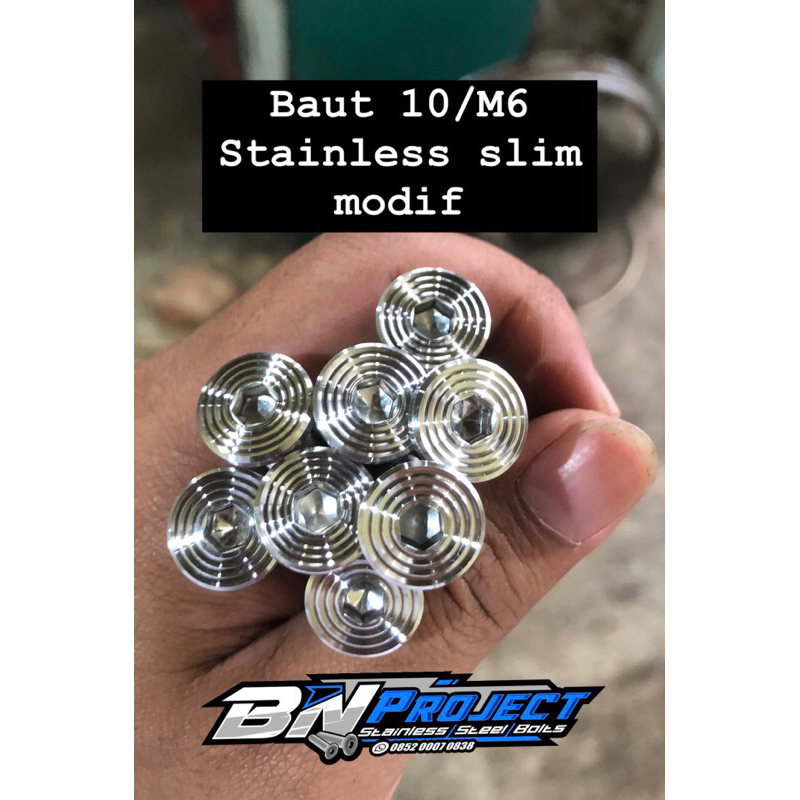 Jual Baut Stainless L M6 / Baut 10 / Drat 10 Probolt Slim handmade Panjang 1cm 1.5cm 2cm 2.5cm ...