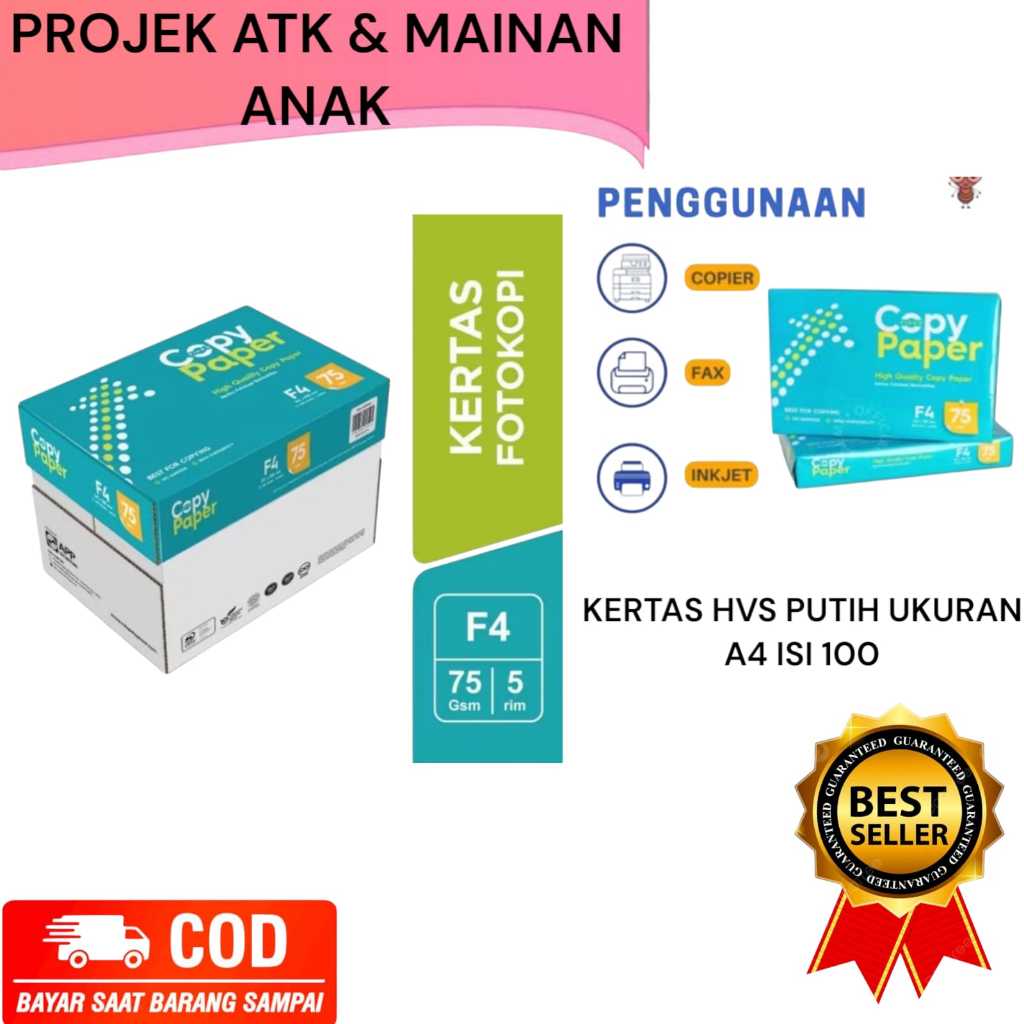 Jual Kertas Hfs Ukuran A4 Warna Putih / Kopy Paper / Kertas Foto Kopy ...