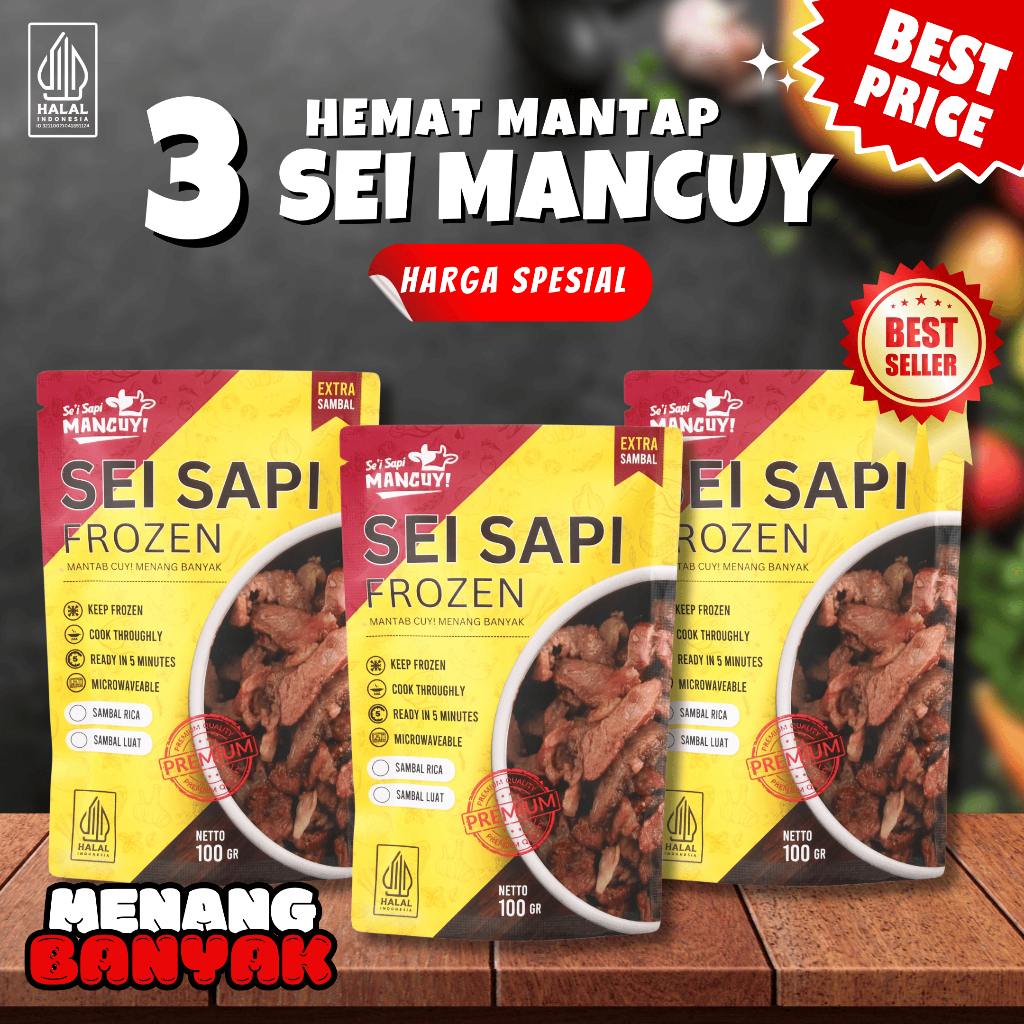 Jual Sei Sapi Mancuy - Paket Bundling 3 pack Lebih Hemat - Menang Banyak Halal | Shopee Indonesia