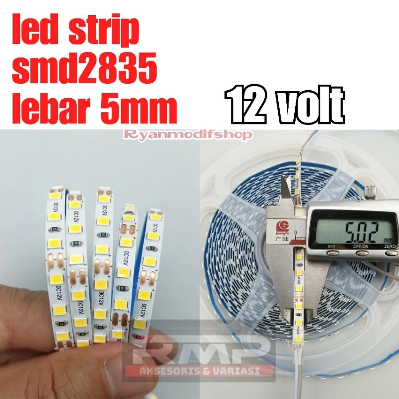 Jual lampu led strip lebar 5mm 120led /meter SMD2835 led mini | Shopee ...