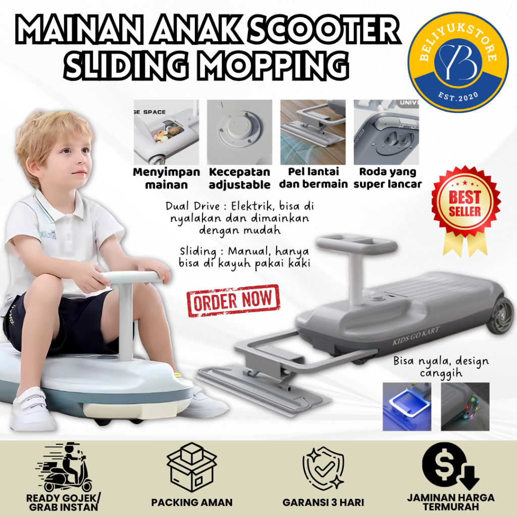 Jual Electric Car / Mopping Drift Car / Mainan Anak Drift Car / Mainan Anak Scooter Sliding ...