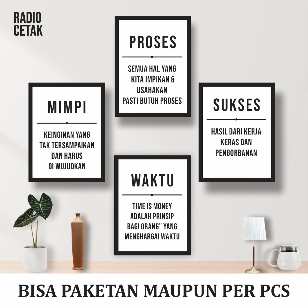 Jual 4 Pcs Poster Motivasi Hiasan Dinding Kata-Kata Motivasi Satu Set ...