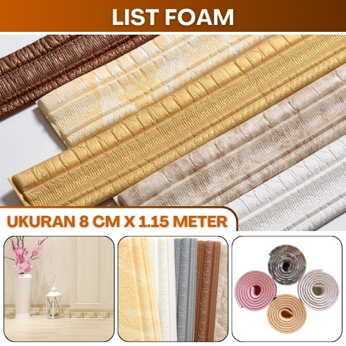 Jual List 3D Foam Plafon Atas 1.15 Meter x 8 CM Wall Border Stiker Lis ...