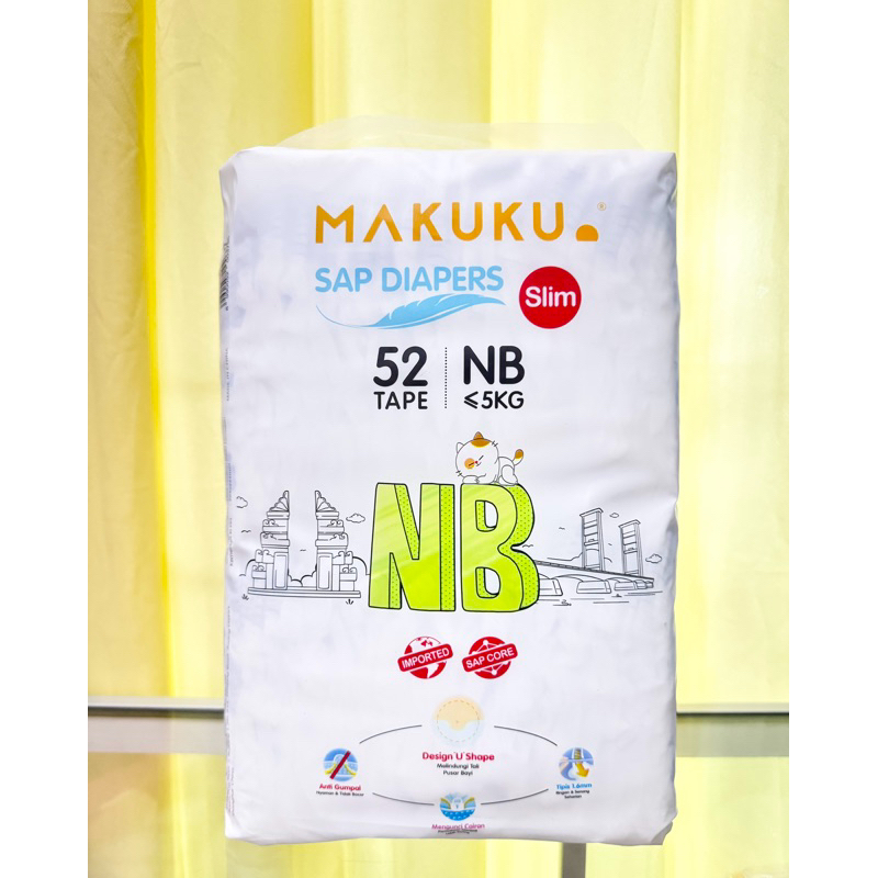 Jual Makuku Slim Tape Newborn NB 52 (SAP Diapers) | Shopee Indonesia