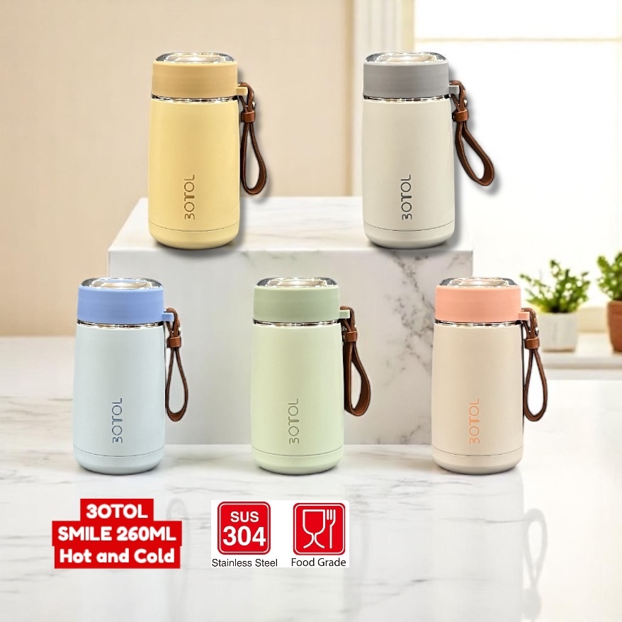 Jual TEMPAT AIR MINUM / TERMOS 3OTOL SMILE 260mL, Hot and Cold | Shopee ...