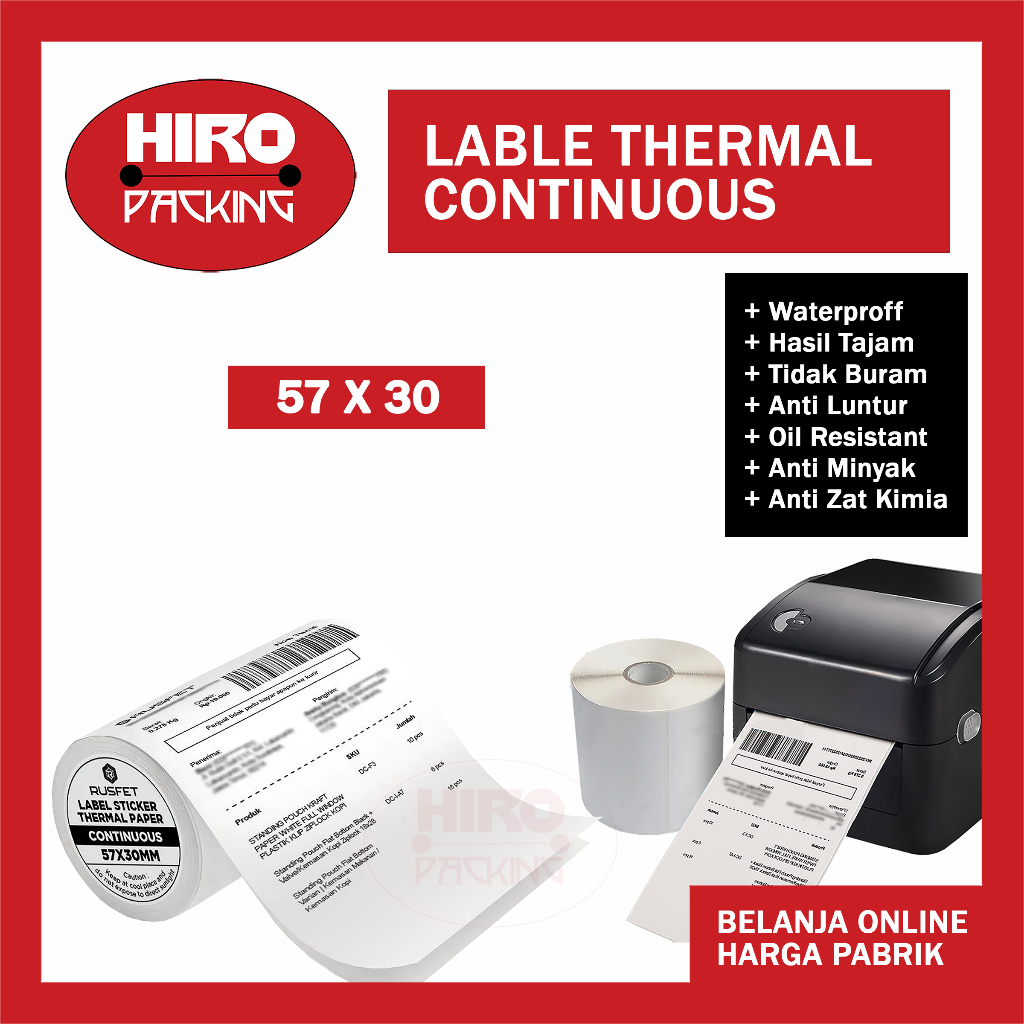 Jual Label Sticker Thermal 80x30 Continuous Kertas Printer Barcode Kode Produk Resi Pengiriman ...