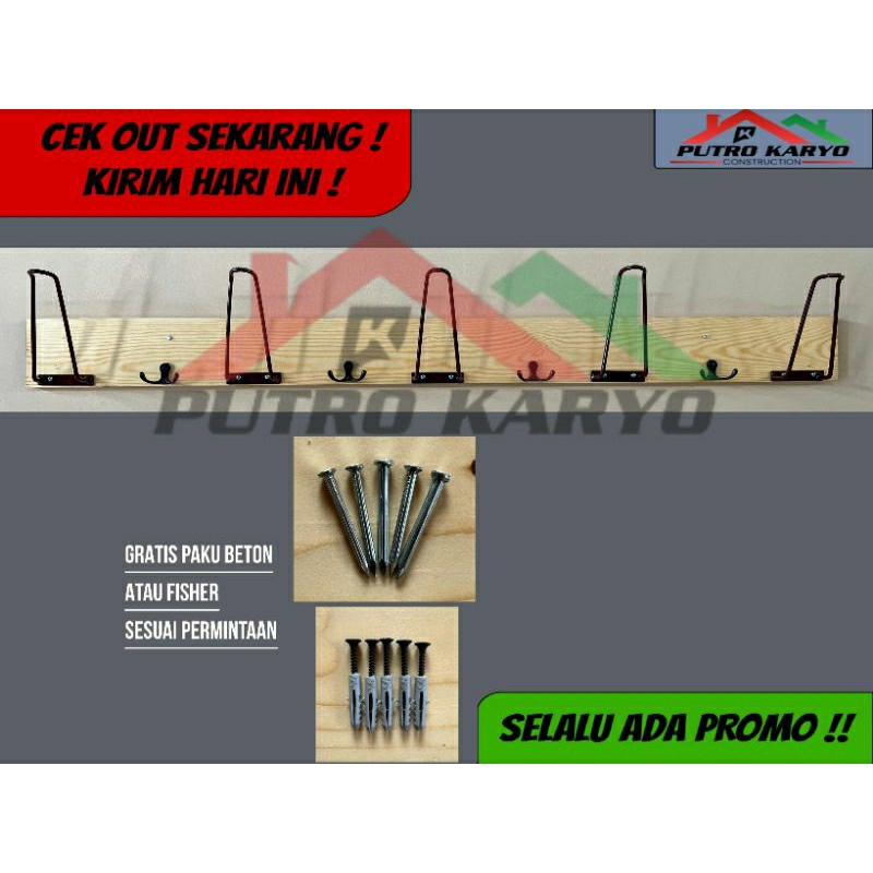 Jual Rak Helm Horizontal Hook / Rak Gantung Helm Kayu Jati Belanda ...