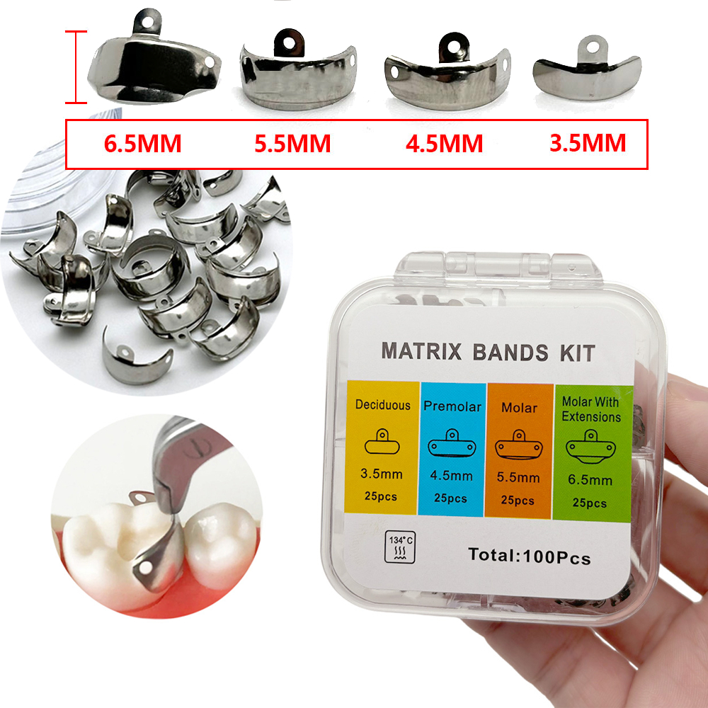 Jual 100PCS Dental Matrix Bands Sectional Contoured Metal Matrices ...