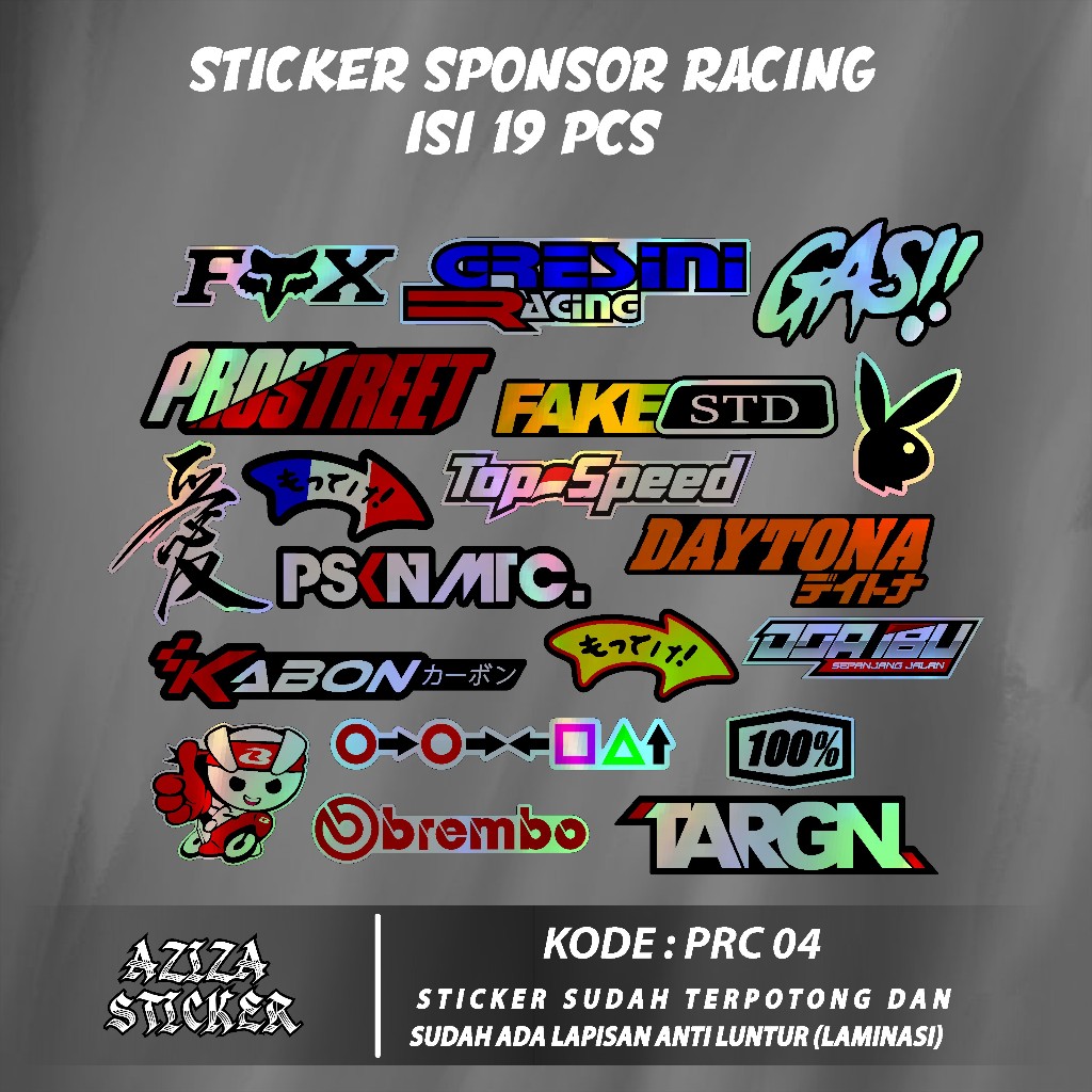 Jual Isi 19 Lembar Sticker Racing Hologram Sticker Pack Sticker Sponsor ...