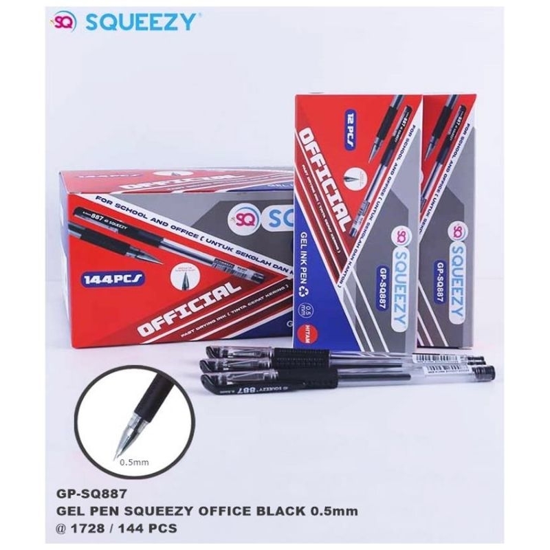 Jual 12 Pcs Pulpen SQUEEZY Gel hitam/Ball Pen/Bolpoin/Pena Cair Tinta ...