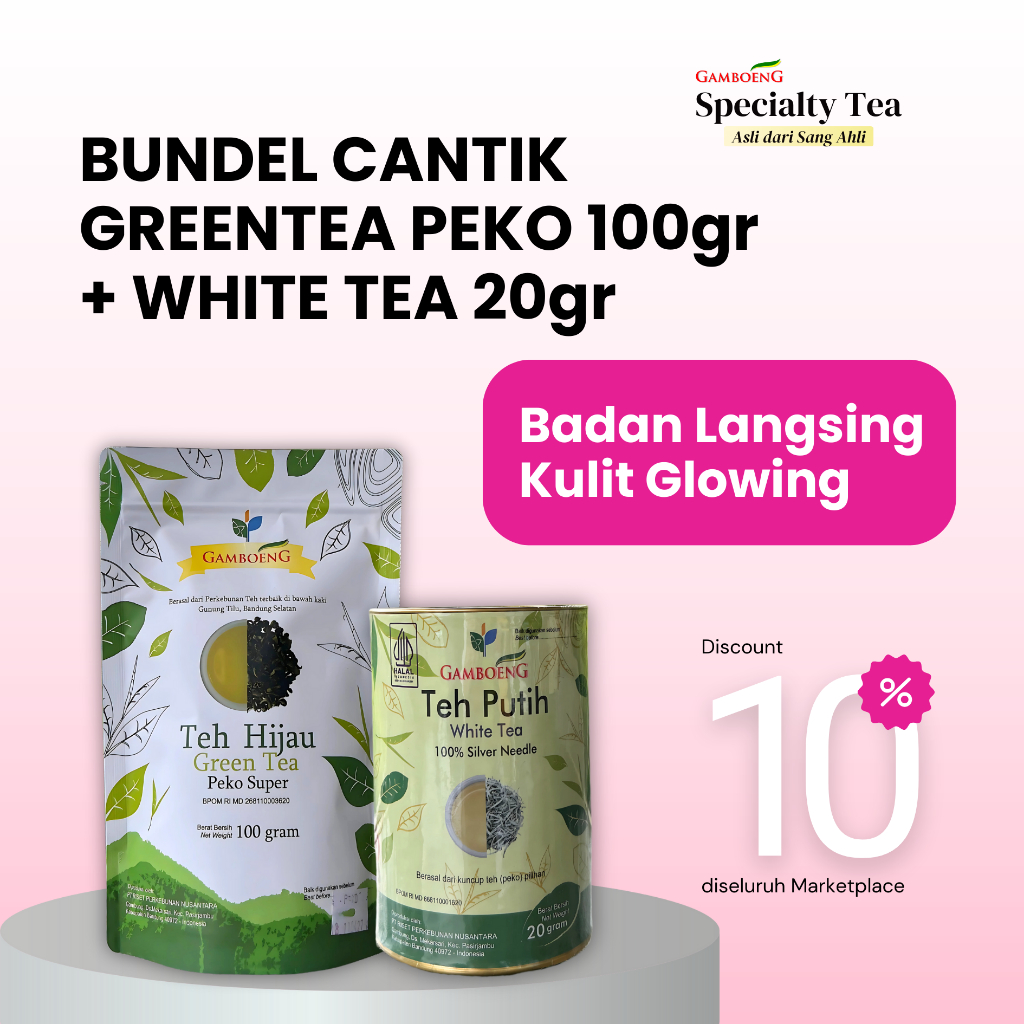 Jual BUNDEL CANTIK GAMBOENG GREENTEA PEKO 100gr KEMASAN POUCH ...