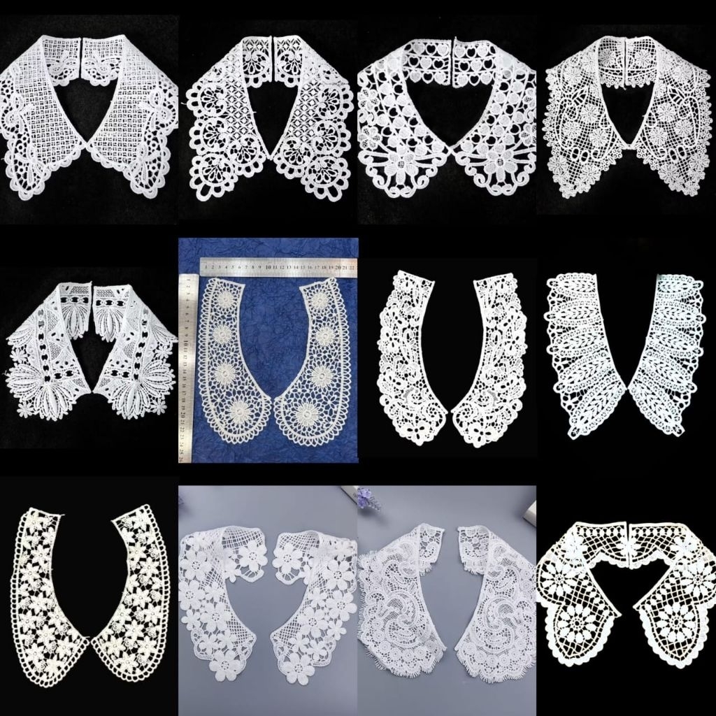 Jual kerah standard import ( 3 ), aplikasi kerah, kerah bordir, renda ...