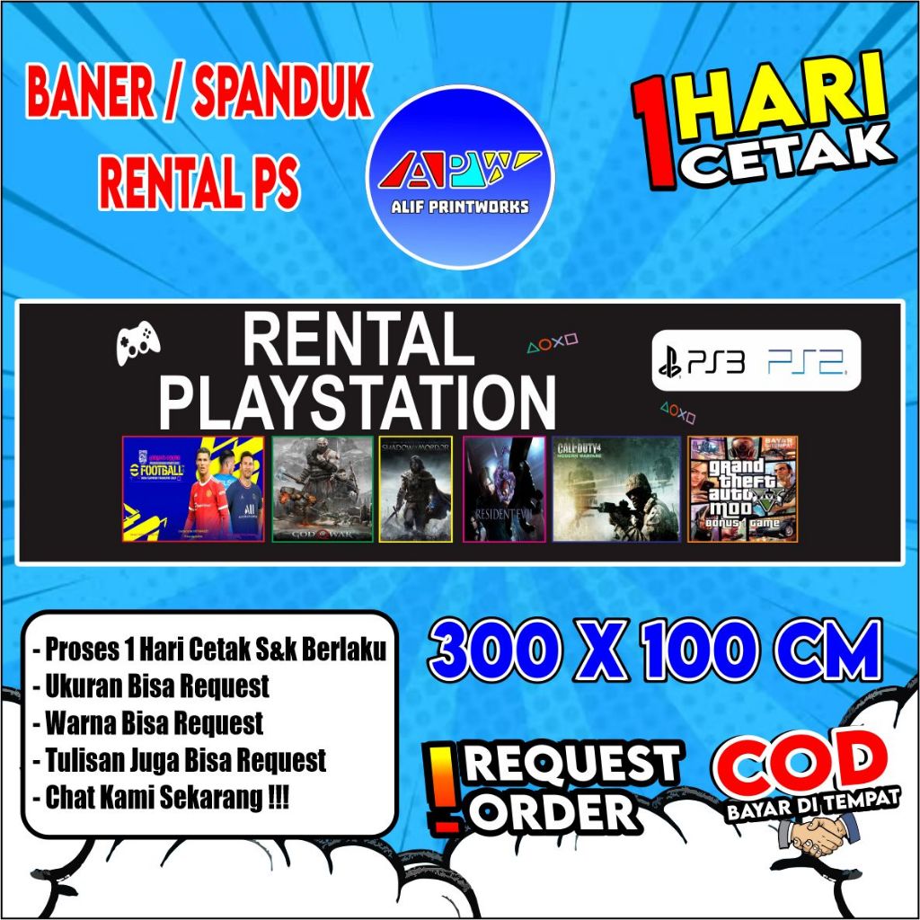 Jual Spanduk Playstasion / Baner Playstation 300x100 cm | Shopee Indonesia
