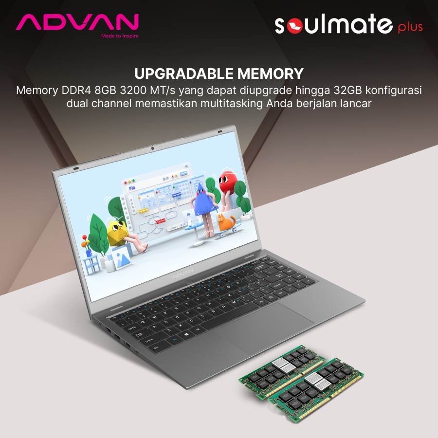 Jual Laptop ADVAN Soulmate Plus Ryzen 5 3500U Ram 8GB Rom 256GB NVMe ...