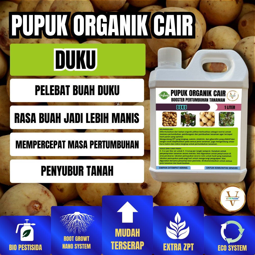 Jual Pupuk Pelebat Buah Duku Booster Pertumbuhan Agar Berbuah Manis Anti Rontok 1 Liter Viterkan ...