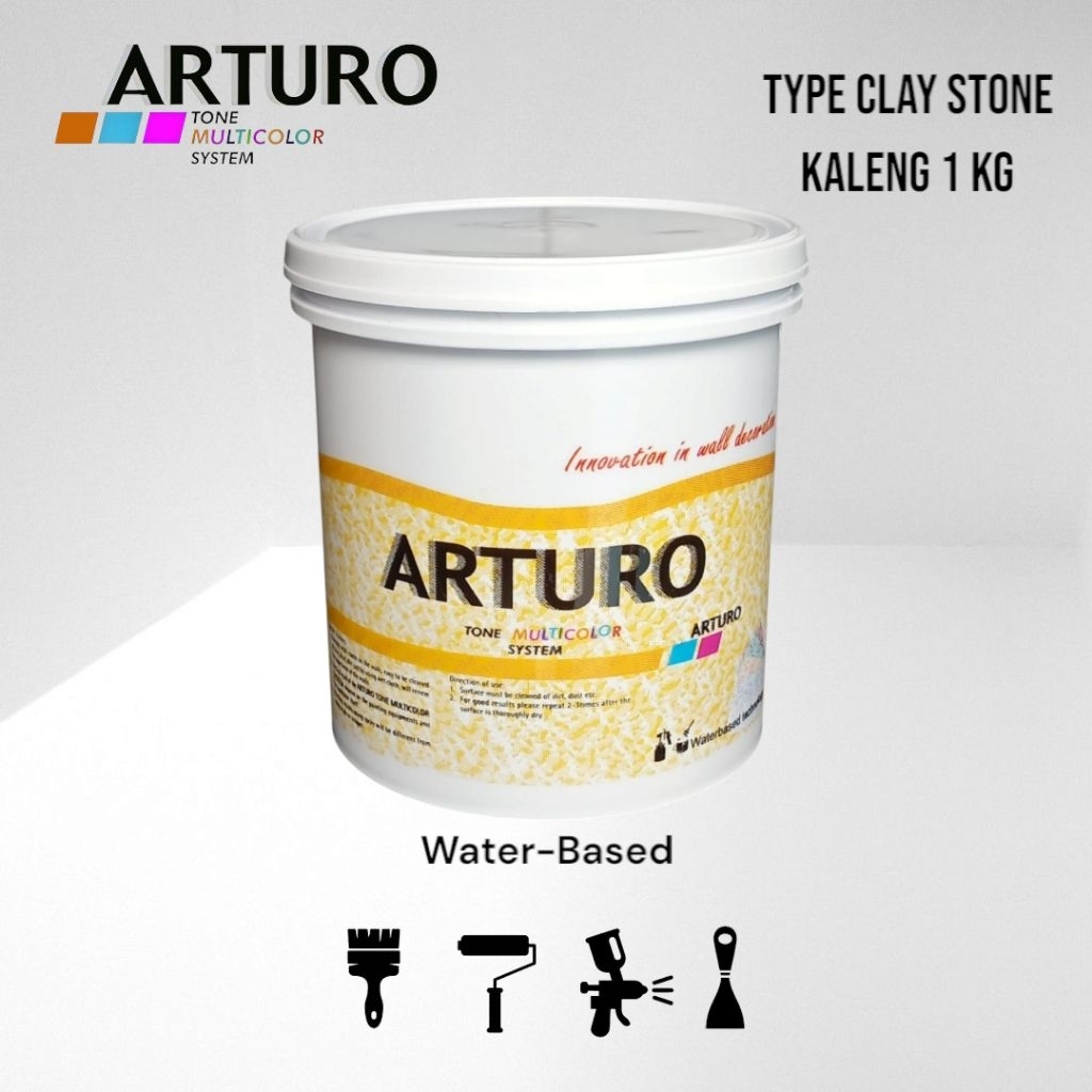 Jual ARTURO Type Clay Stone Kaleng 1kg Cat Texture Tone Flakes Tekstur ...