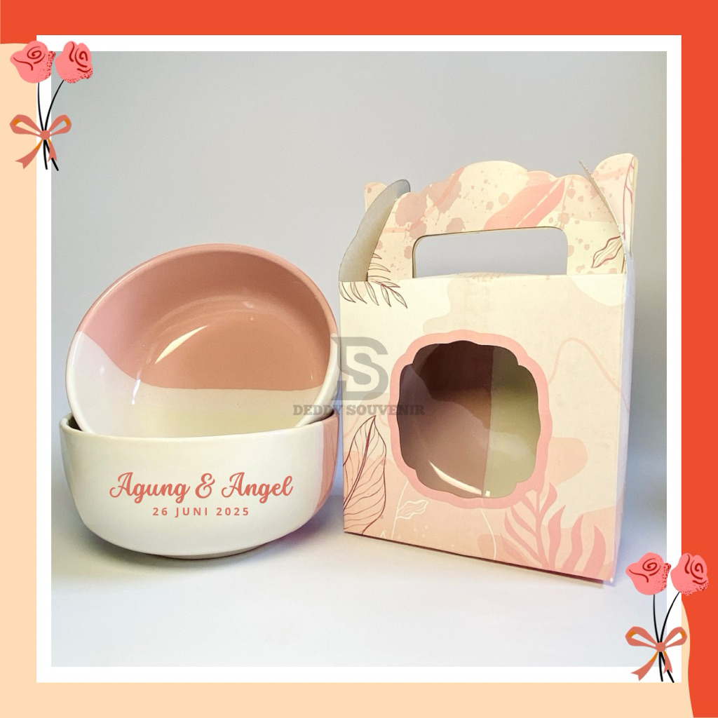 Jual Souvenir Mangkok Twotone Custom Logo Kemas Box | Shopee Indonesia