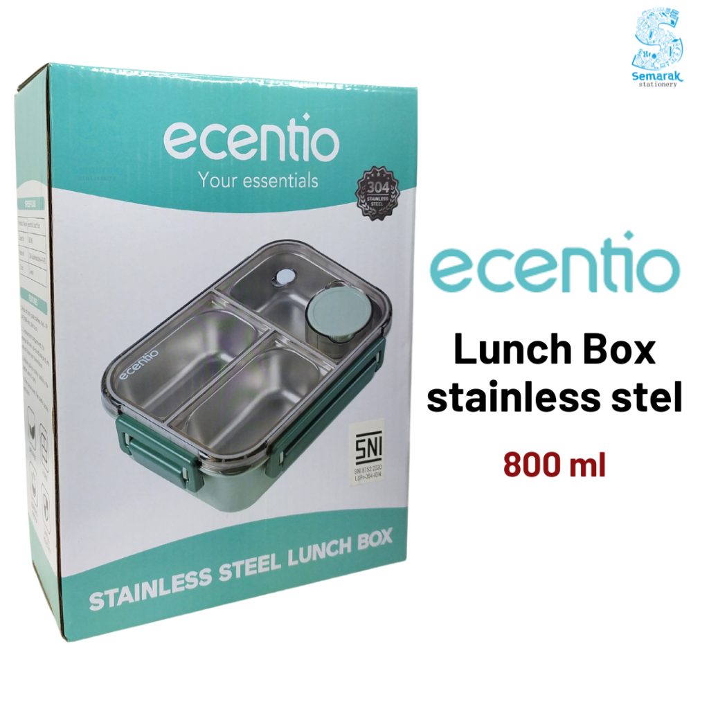 Jual Ecentio Lunch Box Kotak Makan Siang Stainless Steel 800 ml - Hijau ...