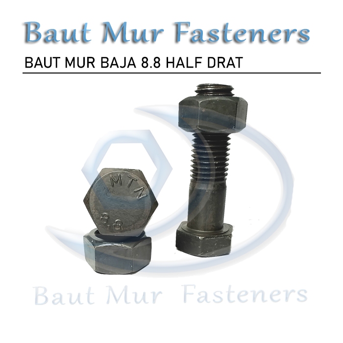 Jual Baut Mur Baja 8.8 M30 X 200 MM Half Drat | BM Baja 8.8 HALF DRAT | Shopee Indonesia