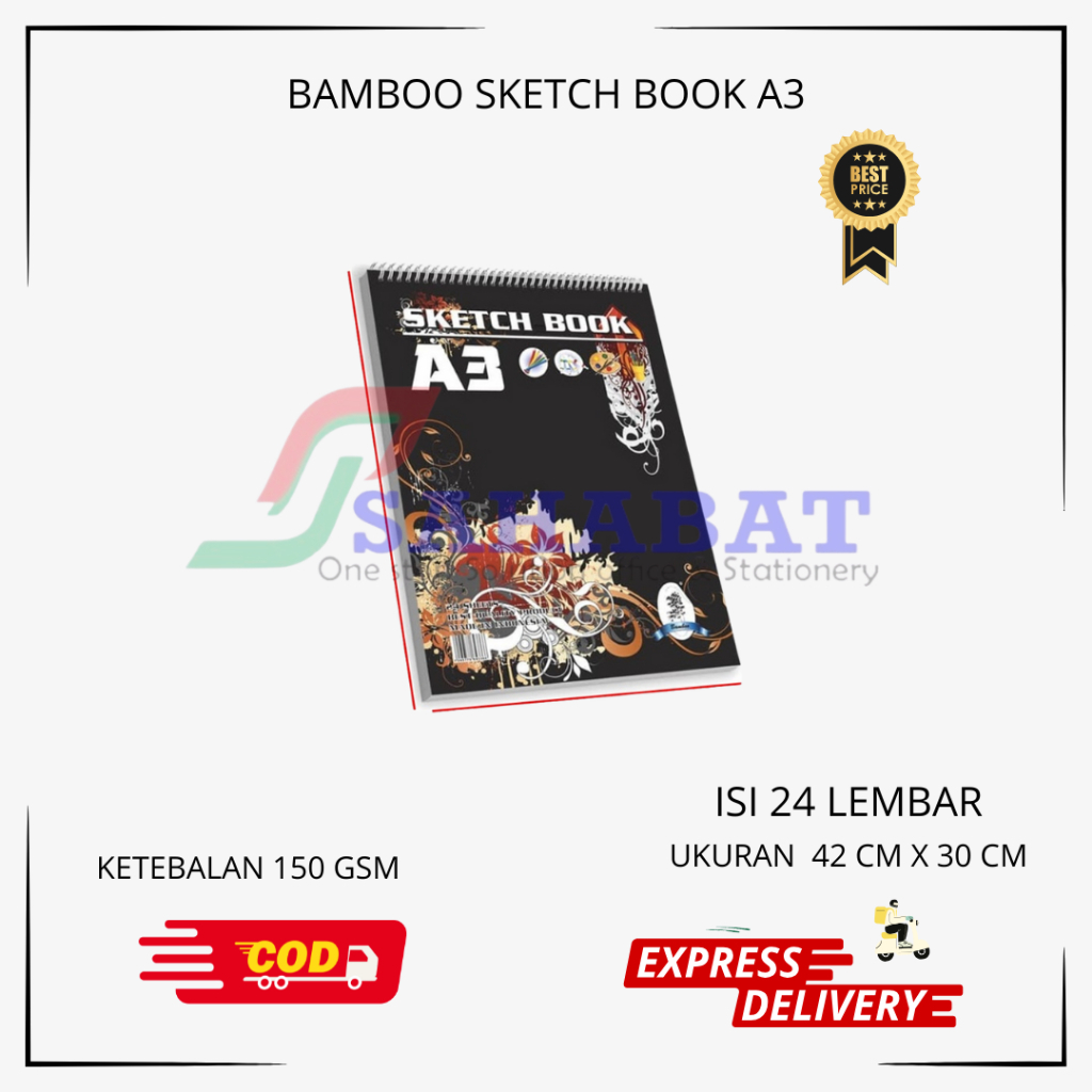 Jual BAMBOO SKETCH BOOK UKURAN A5,A4,A3 / BUKU SKETSA / BUKU MENGGAMBAR ...