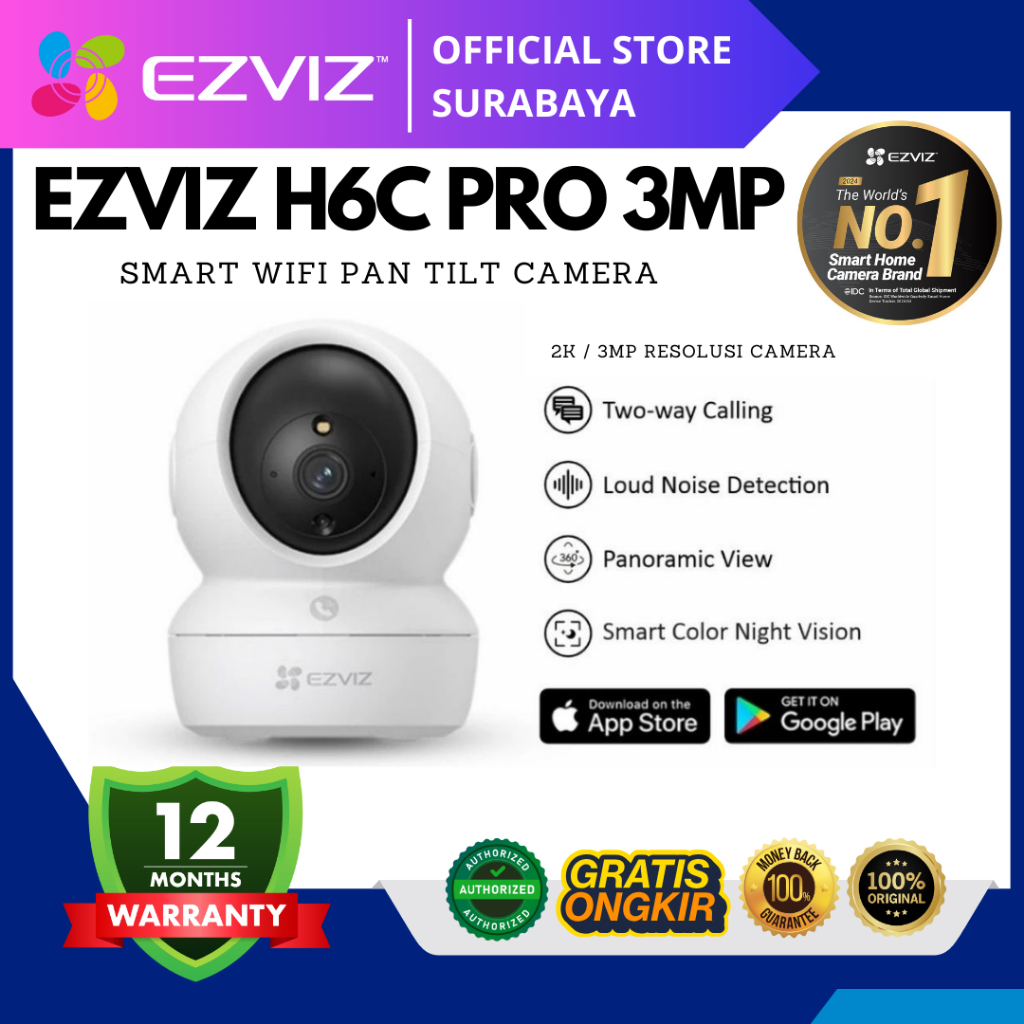 Jual TERLARIS Ezviz H6c Pro 2K 3MP Smart Wifi Pan Tilt IP Camera CCTV Indoor | Shopee Indonesia