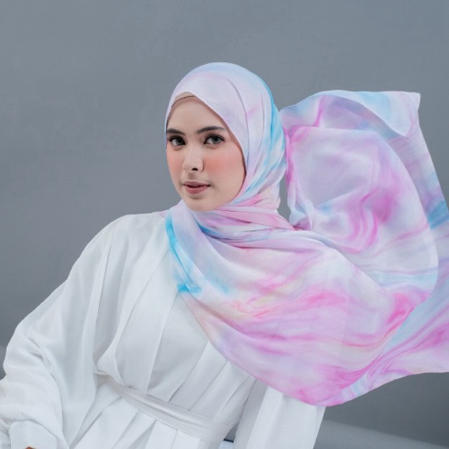 Jual (COD) Printed Pashmina Ceruty Georgette 175x75 Gradasi Gradient ...