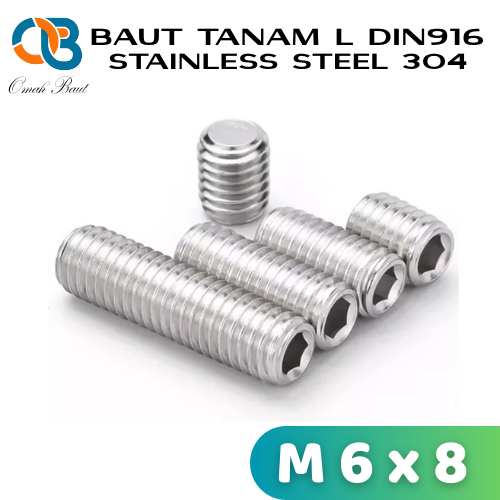 Jual Baut Tanam L M6 x 8 / L-Set Socket M6x8 Stainless SS304 Din916 ...