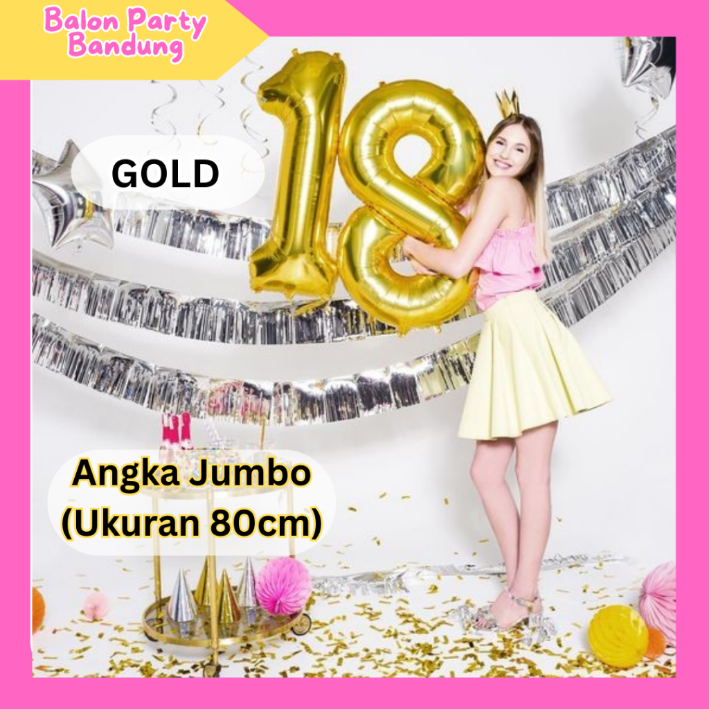 Jual [ SATUAN ] Balon Foil Angka Jumbo Ukuran 80Cm (GOLD / EMAS ...