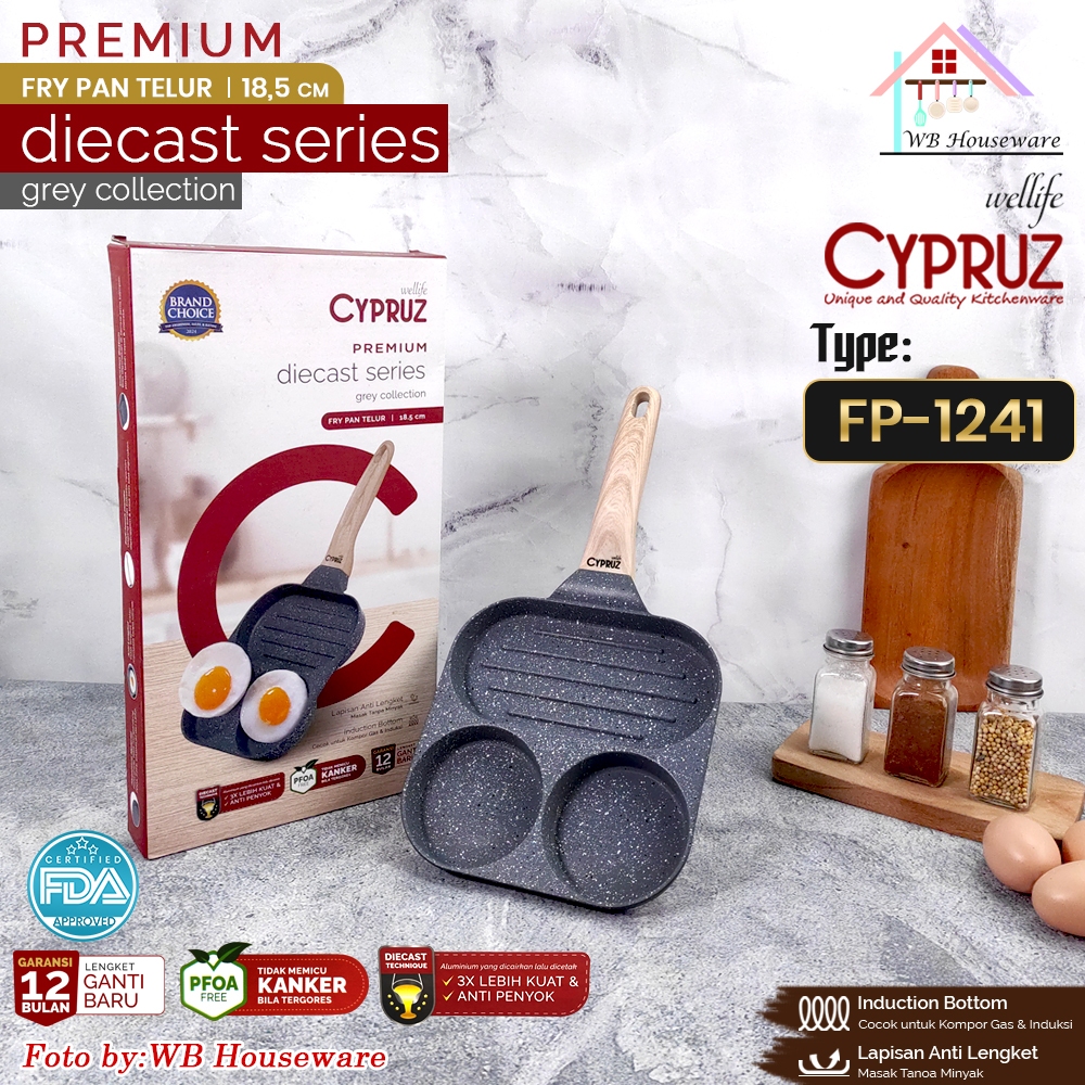 Jual Cypruz Fry Pan Telur Premium Grey 3 lubang Collection FP-1241 ...