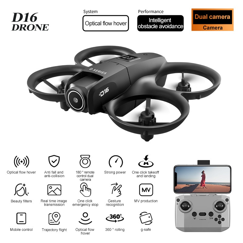 Jual Drone D16 Dual Camera Optical Flow - Drone Aerial 360 Flip Anti Tabrak | 4K Ultra ...