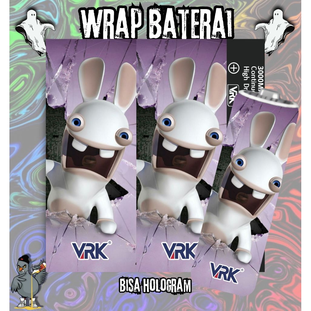 Jual stiker skin wrap baterai 18650 vrk x rabbit invasion series bisa ...