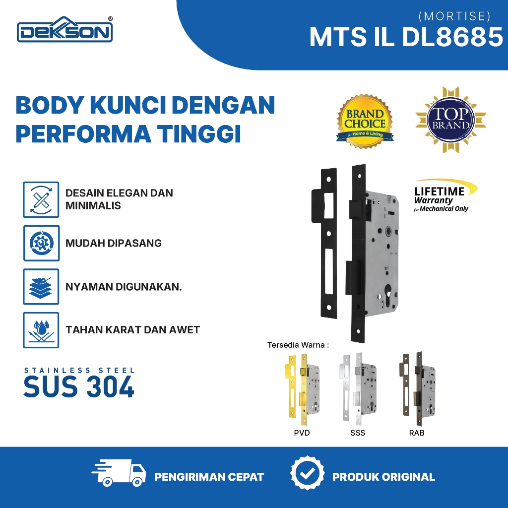 Jual DEKKSON Mortise Lock Interlatch Rumah Kunci MTS IL DL 8685 SUS 304 ...