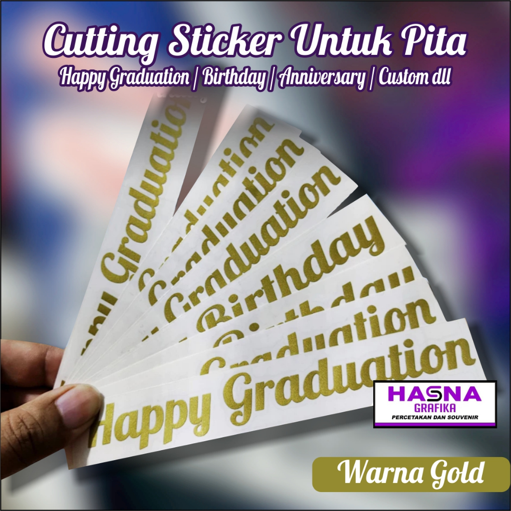Jual (WARNA GOLD) Cutting Stiker untuk Pita Buket Bouquet Happy ...