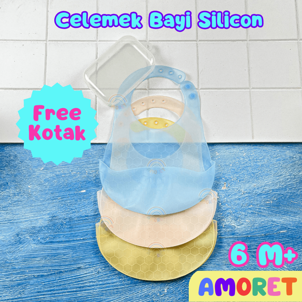 Jual Celemek Makan Bayi Bahan Silicon Tebal GRATIS KOTAK Anti Air Tadah ...