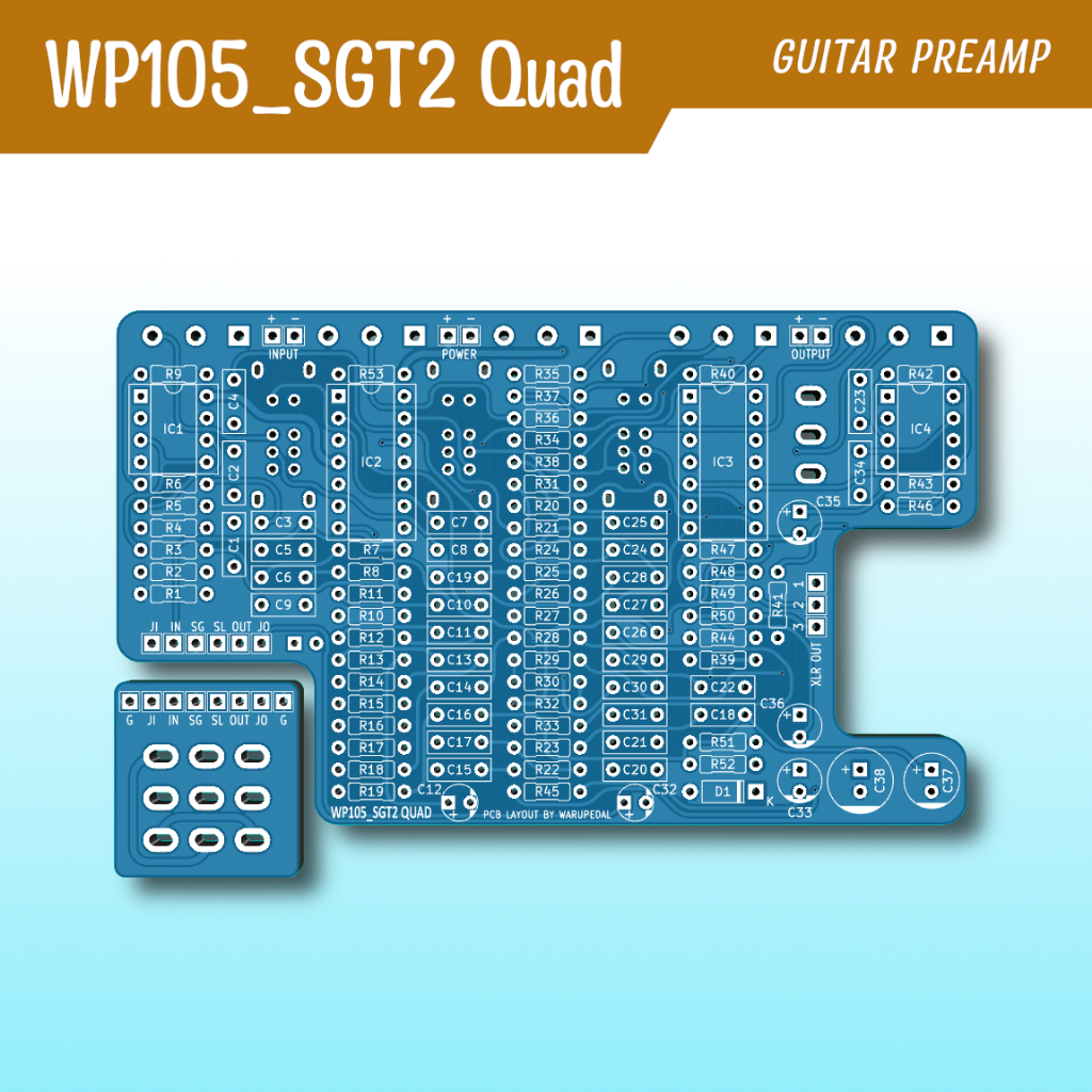 Jual PCB Efek Preamp | WP105_SGT2 Quad based on Sansamp GT-2 Quad opamp ...