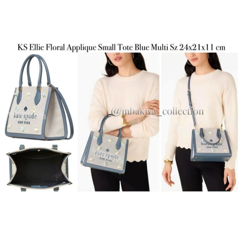 Jual K S Ellie Floral Applique Small Tote Blue Multi | Shopee Indonesia