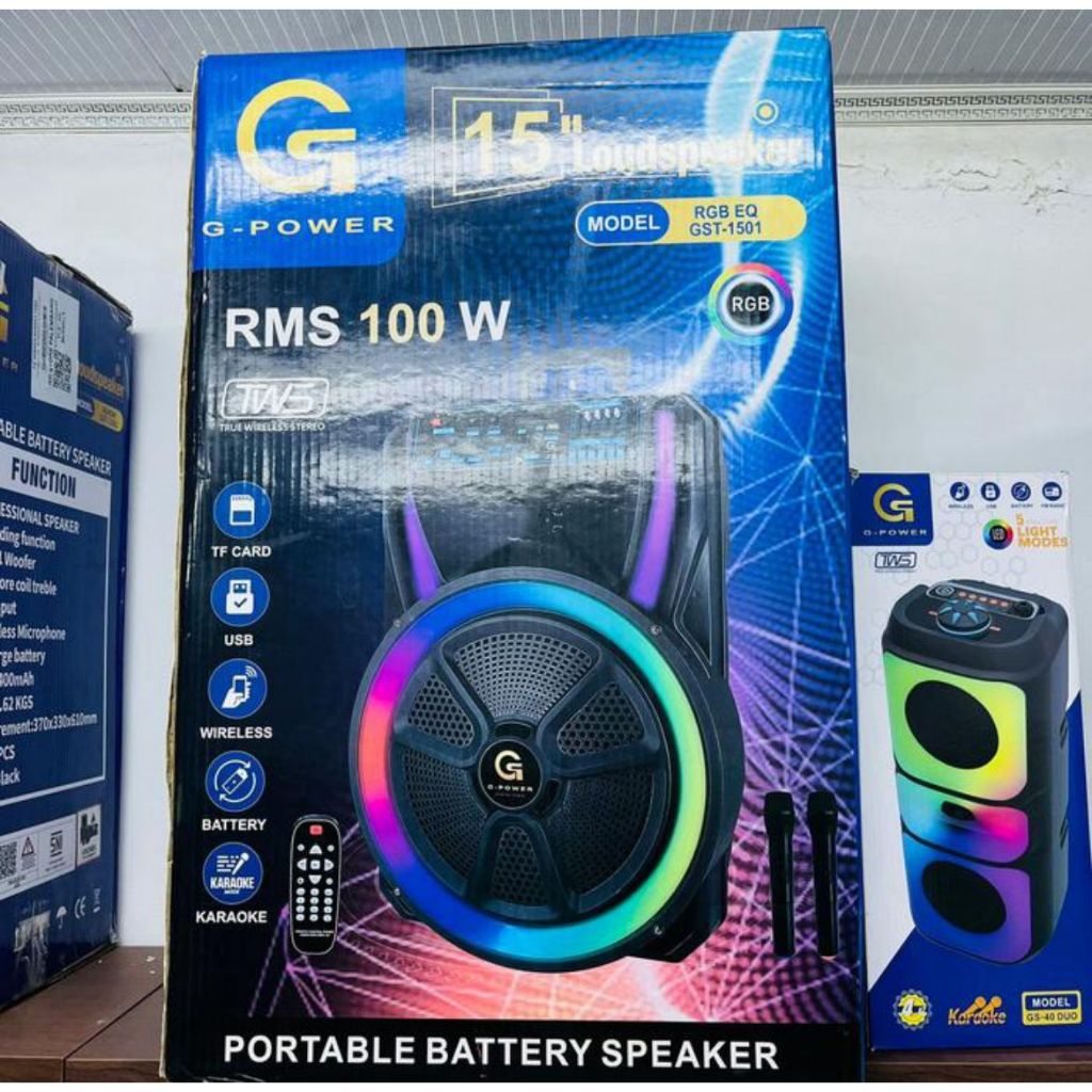 Jual G-Power GST-1501 Speaker Portable Bluetooth Double Mic Wireless ...