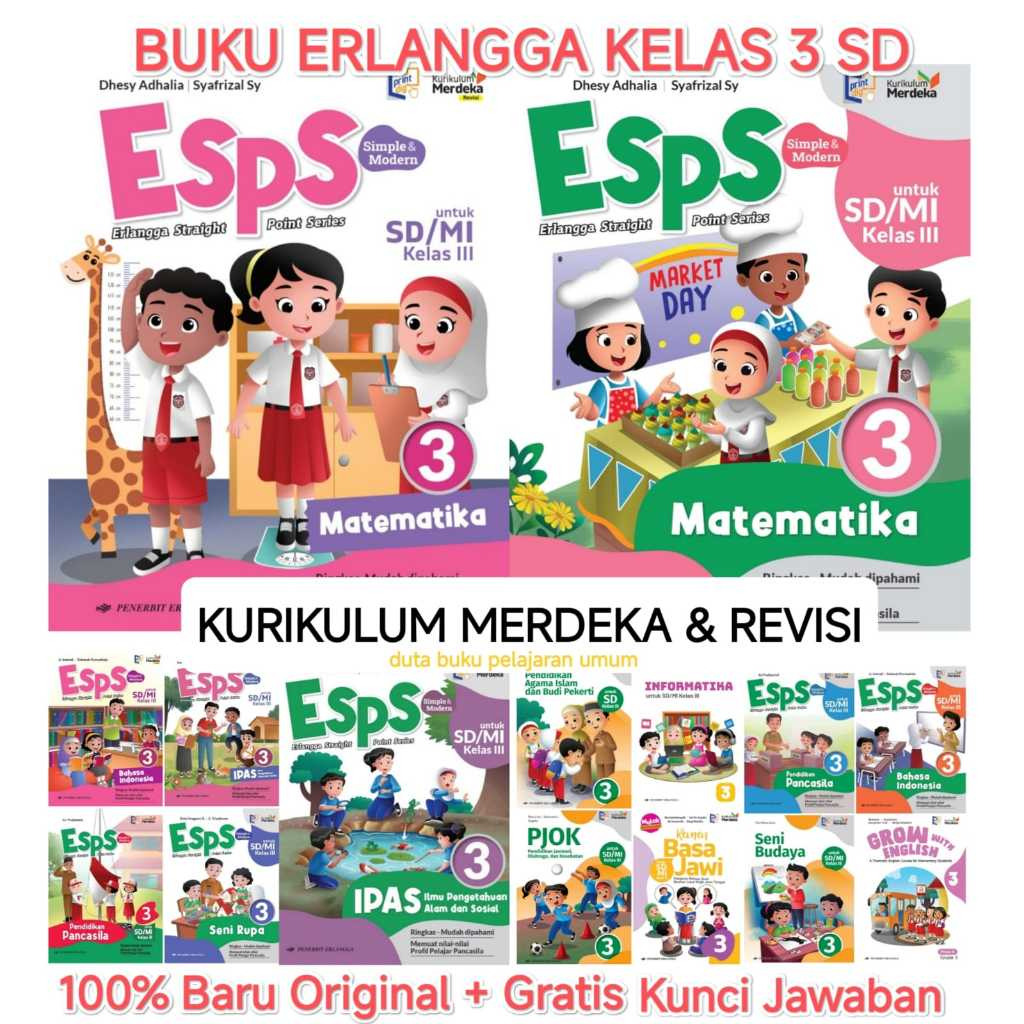 Jual Buku Esps matematika kelas 3 & pendidikan pancasila bahasa Indonesia seni budaya agama ...