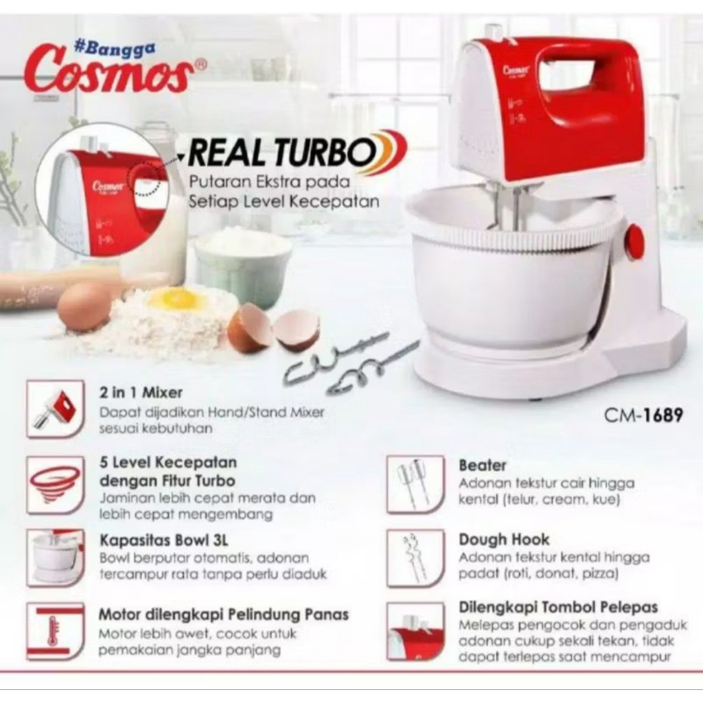 Jual COSMOS Mixer com / Stand Mixer CM 1689 | Shopee Indonesia