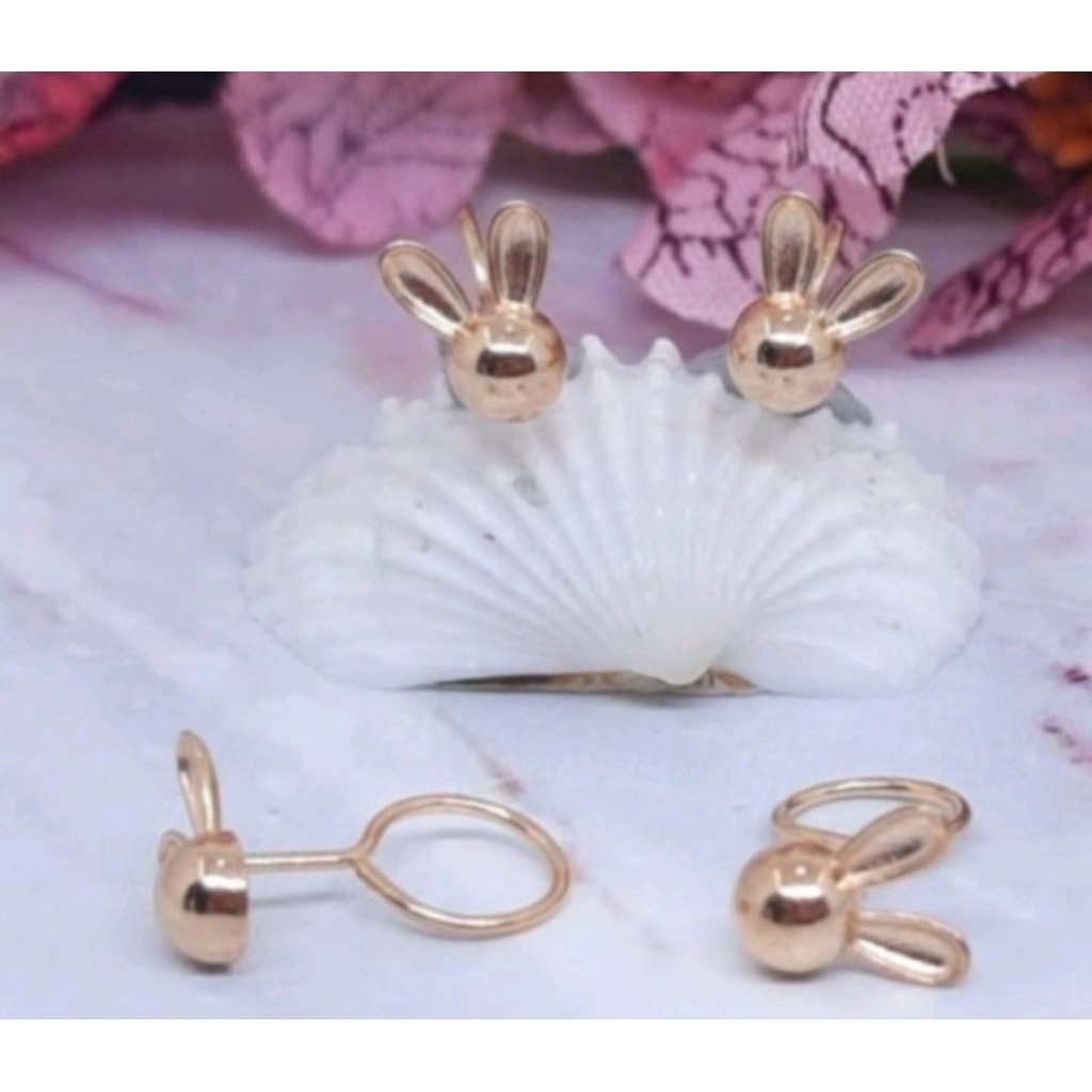 Jual Earring baby loop toge bunny emas kuning 16k 700 | Shopee Indonesia