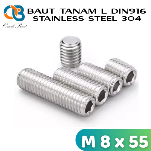 Jual Baut Tanam L M8 x 55 / L-Set Socket M8x55 Stainless SS304 Din916 ...
