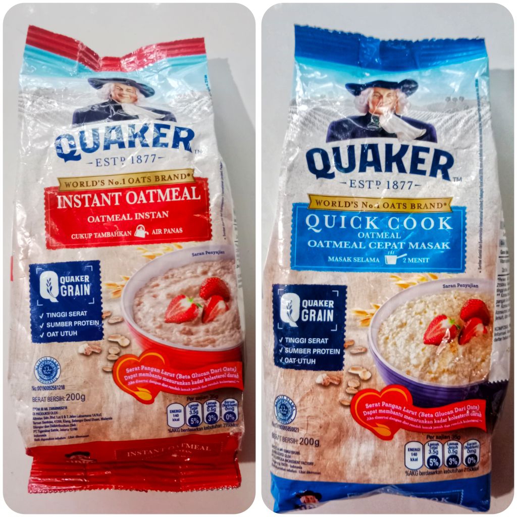 Jual Quakers Oat Instant Oatmeal dan Quick Cook 200 gram | Shopee Indonesia