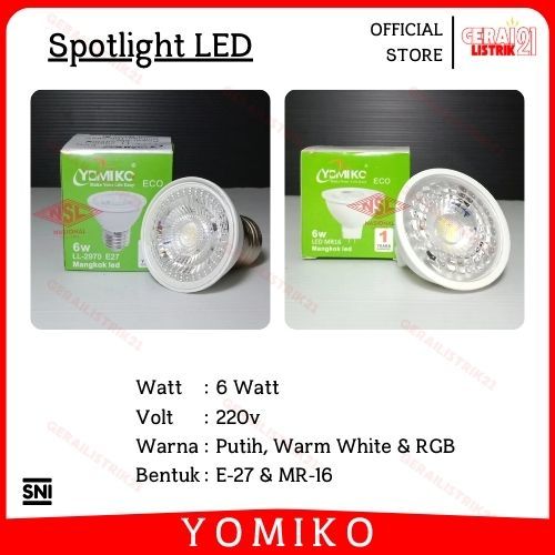 Jual Lampu Spotlight LED 6watt Merk Yomiko - Lampu Halogen LED | Shopee ...