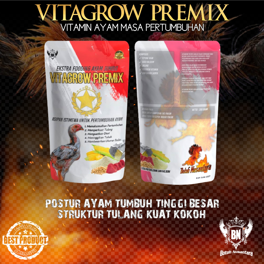 Jual VITAGROW PREMIX 200gr Vitamin ayam pakan ayam pemacu pertumbuhan ...