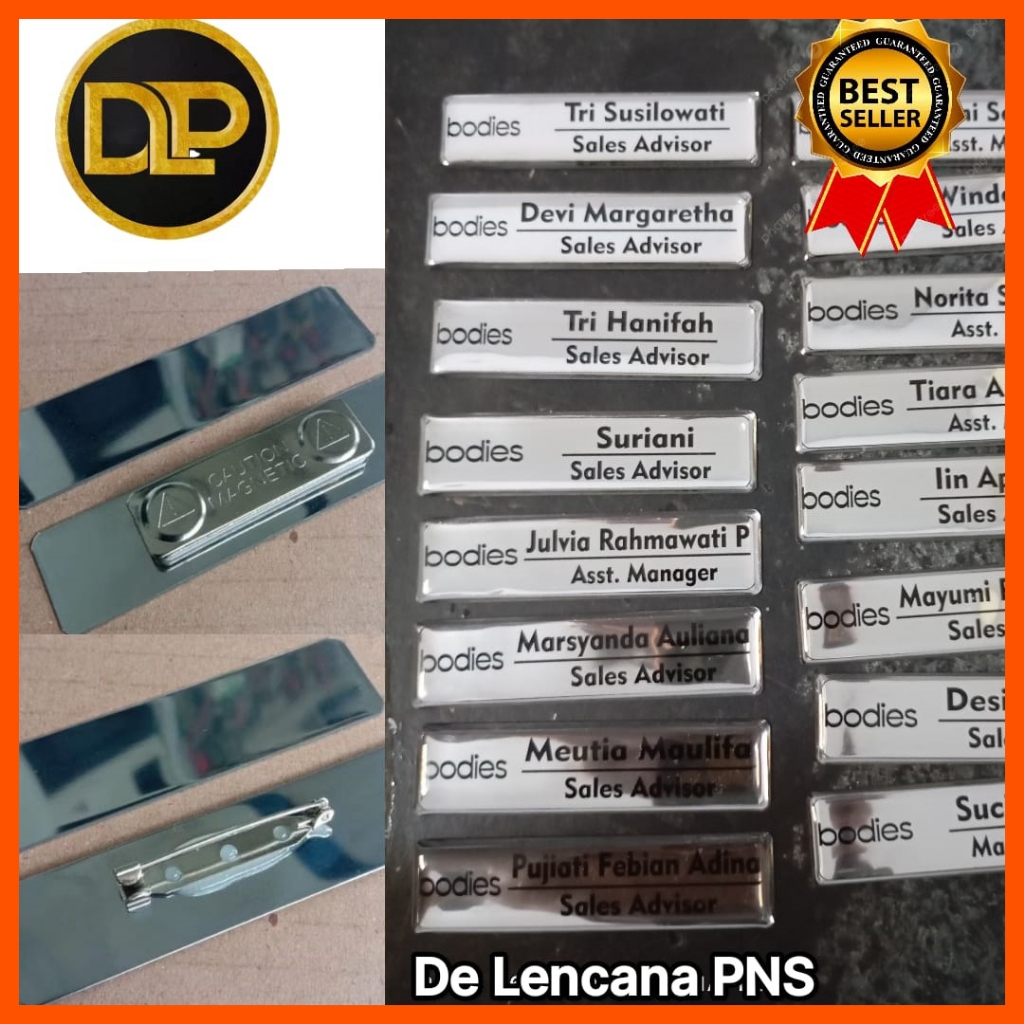Jual Nama dada name tag bahan stainless warna silver | Shopee Indonesia