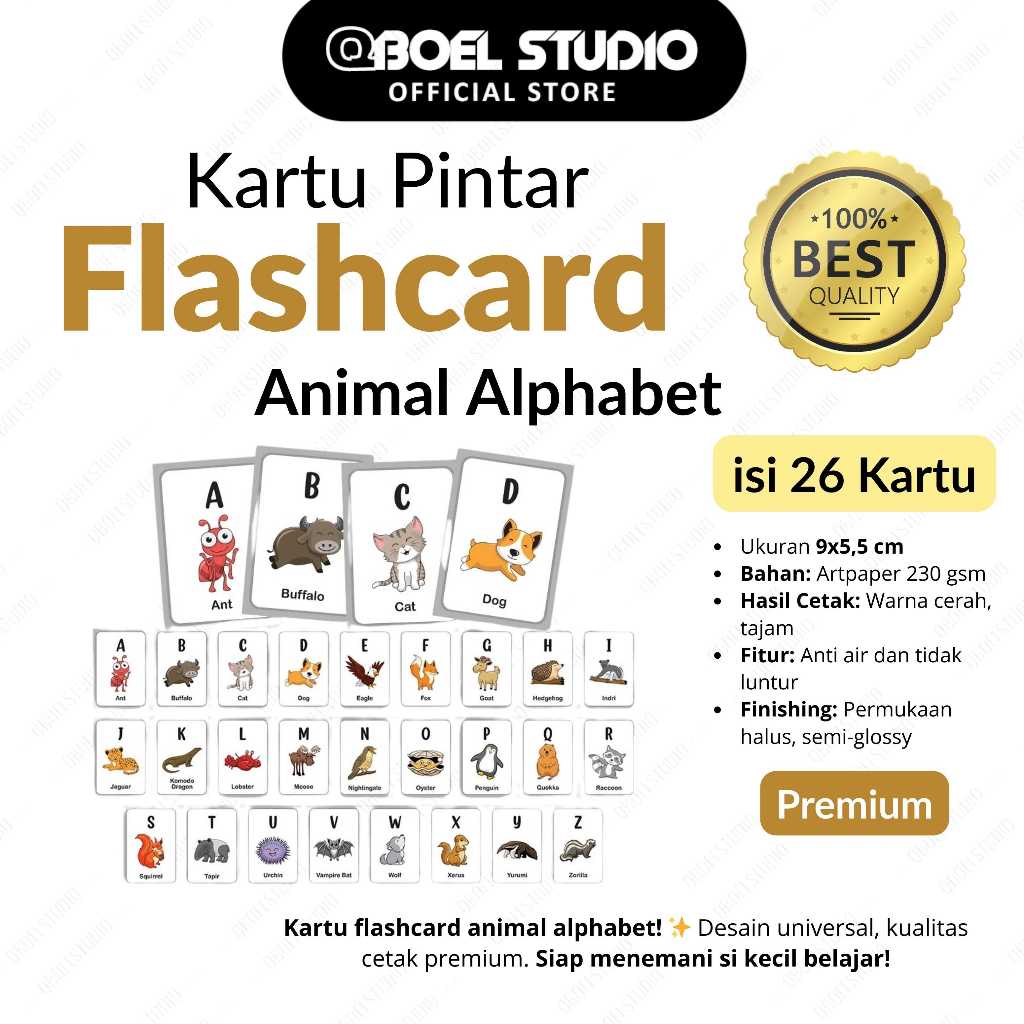 Jual (26 Kartu) Flashcard Kartu Pintar Animal Alphabet Termurah ...