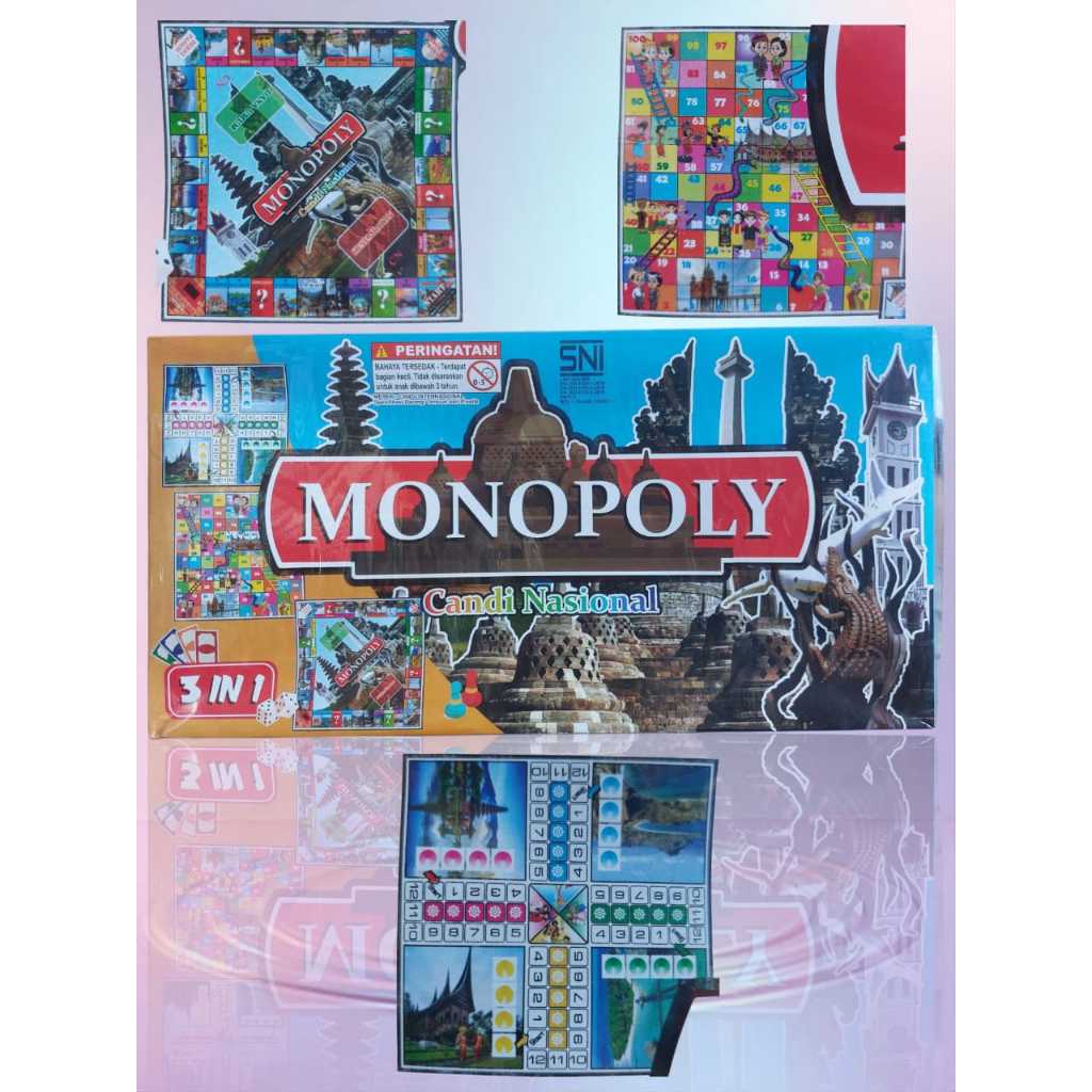 Jual 0110 - Mainan Monopoly Candi Nasional 3 in 1 - Ular Tangga - Ludo ...