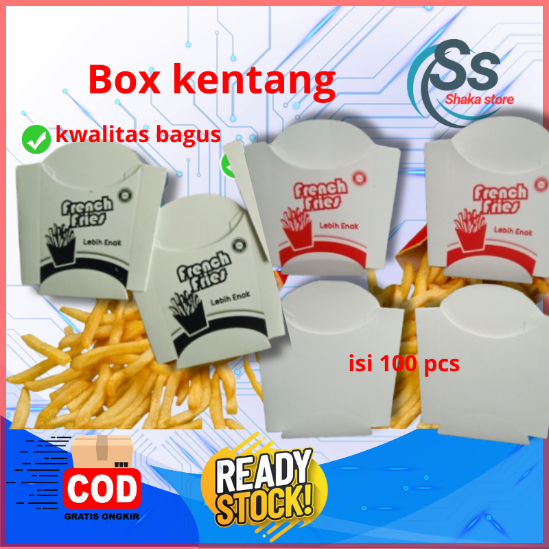 Jual Box Kentang Kraft 100 Dus Kentang Polos M Wadah Fries Kraft M ...